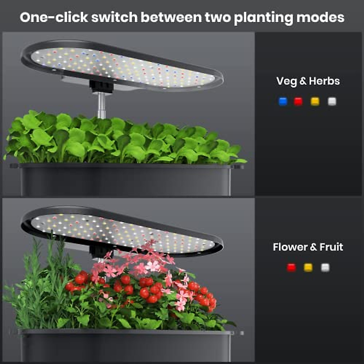 15 Pods Hydroponics Growing System with Tank Alert, Indoor Herb Garden with Grow Light, 30.31 Inches Adjustable Height, Indoor Gardening System with 5.5L Water Tank, Black