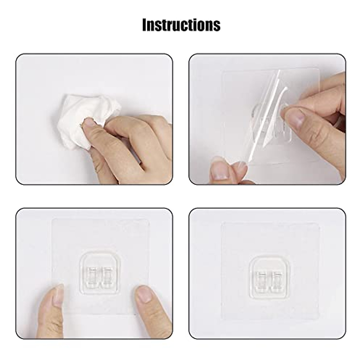 Adhesive Corner Shower Caddy Hook,Multipurpose Iron Shelf Holder;Bathroom Basket Support;Double Claw Wall Sticker,Kitchen Storage Rack Hanger,No Drilling/Strong Bearing Capacity/Transparent(8pcs+4pcs)