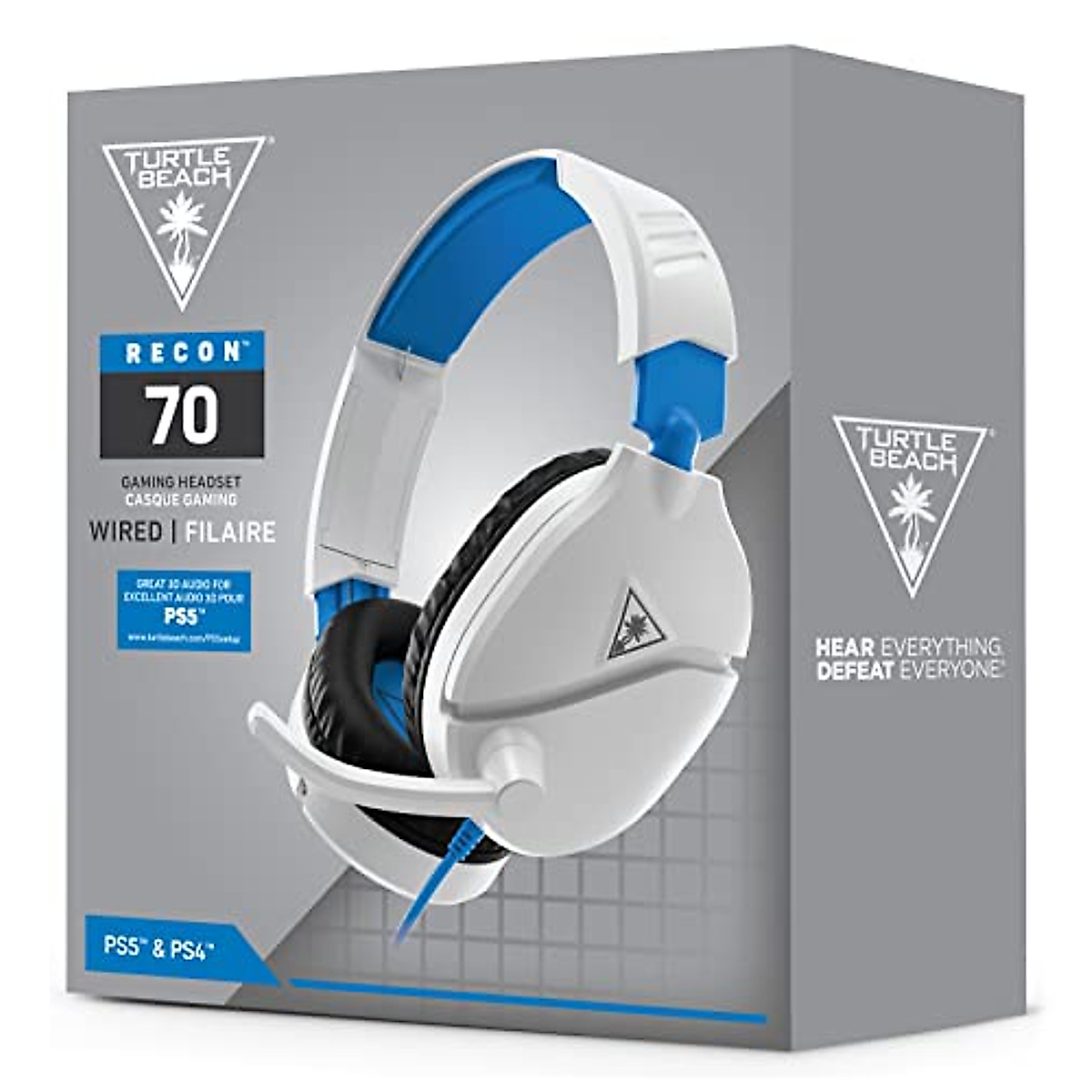 Turtle Beach Recon 70 PlayStation Gaming Headset for PS5, PS4, Xbox Series X/ S, Xbox One, Nintendo Switch, Mobile, & PC with 3.5mm - Flip-to-Mute Mic, 40mm Speakers, 3D Audio – White