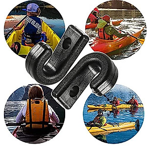 Mesee 50 pcs Kayak J Hooks Black Nylon, Plastic J-Shaped Bungee Cord Lashing Hook,Tie Down J-Hooks for Kayaks/Canoes Repair/Paddle Board/Rowing Boats Accessory