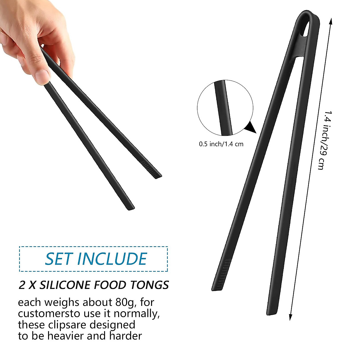 JEWOU 2 Pieces 11.8 Inch Silicone Trivet Tongs for Cooking Silicone Tongs Kitchen Utensils Heat Resistant Non-Stick Silicone Food Tongs Cooking Tongs BBQ Grilling Tongs (Black/Red)