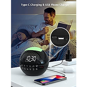 White Noise Machine with 42 Non Looping Natural Sleeping Sounds for Baby Adults,Dual Alarm Clock for Bedrooms with 2 Charger Ports,7 NightLights,6 Timers,9 Alarms,Adjustable Brightness,Memory Function