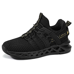 koppu Boys Girls Shoes Non-Slip Tennis Shoes Fashion Lightweight Breathable Kids Sneakers for Little Kids/Big Kids（Black 1）