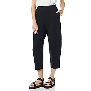 Daily Ritual Women's Terry Cotton & Modal Barrel-Leg Sweatpant, Black, Large