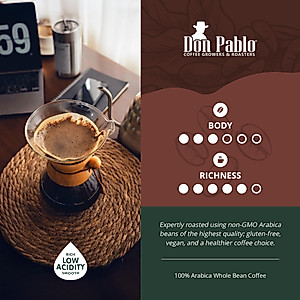 Don Pablo Gourmet Coffee - Signature Blend - Medium Dark Roast - Whole Bean Coffee - 100% Arabica Beans - Low Acidity and Non-GMO - 2lb bag