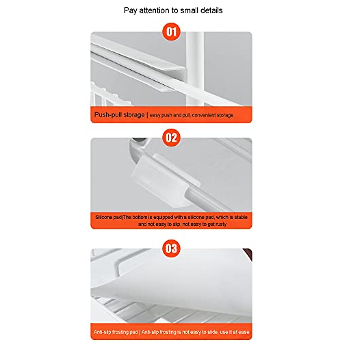 LEAYAN Under Sink Storage 2 Tier Cabinet Rack Under Sink Shelf,Under Sink with Sliding Drawer,Under Sink Organizer Removable,for Kitchen and Bathroom Under Sink Rack Shelf, White 37.5 * 28 * 43.5cm