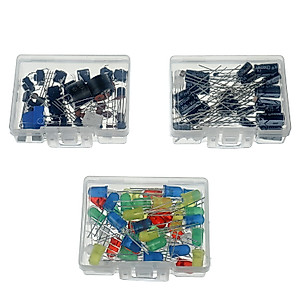 BOJACK 37 Values 480 Pcs Electronics Component Fun Kit with Power Supply Module, Jumper Wire,Precision Potentiometer,830 tie-Points Breadboard Compatible with STM32,Raspberry Pi,Arduino