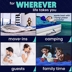 EnerPlex Twin Air Mattress with Built-in Pump - 13 Inch Double Height Inflatable Mattress for Camping, Home & Portable Travel - Durable Blow Up Bed with Dual Pump - Easy to Inflate/Quick Set UP﻿
