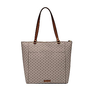 Fossil Women's Tara Faux Leather Shopper Tote Purse Handbag, Taupe/Tan (Model: ZB1781939)
