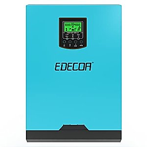 EDECOA 3000VA 24V Pure Sine Wave Hybrid Inverter Off-Grid DC 24V to AC 120V with 80A MPPT Solar Contorller Solar Inverter for RV Home Solar System (3KVA/2400W 24V MPPT)