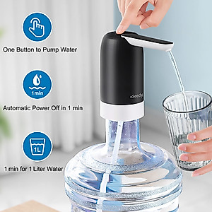 eSeedy Water Dispenser for 5 Gallon Bottle, Portable Rechargeable Electric Water Jug Pump, USB Charging Automatic Drinking Water Pump for Camping Office Home