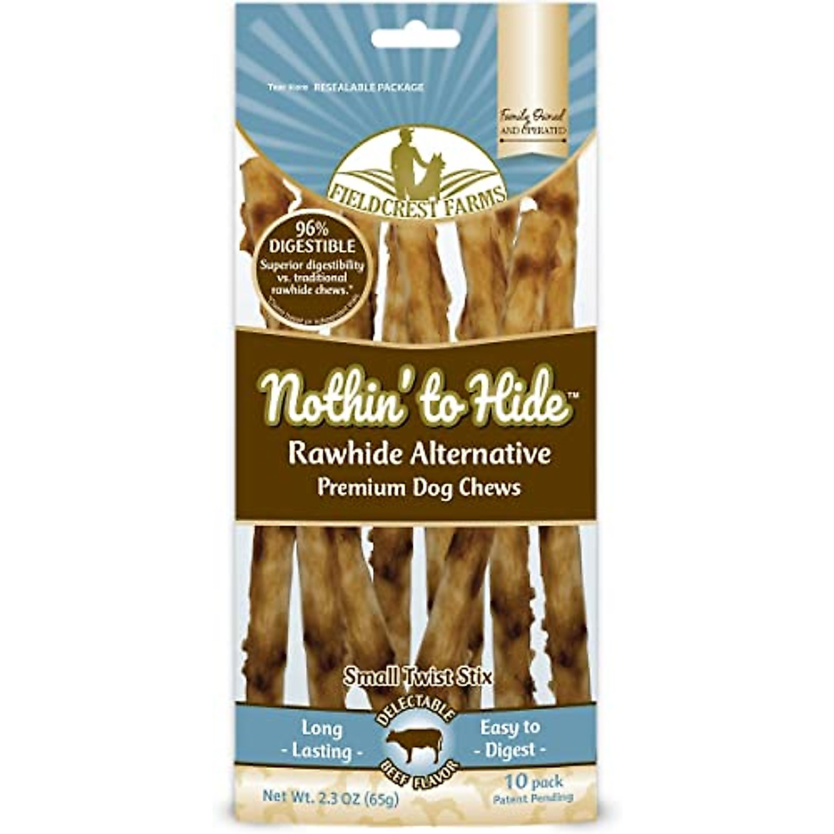 Fieldcrest Farms Nothing to Hide Natural Rawhide Alternative Twist Stix for Dogs - 3 Pack Bundle & Magnet (Chicken, Beef, Peanut Butter) Premium Easily Digestible Chews Great for Dental Health