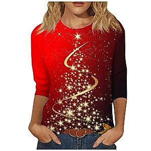 JJHAEVDY Christmas Women Oversized Sweatshirts Letter Clothes Lightweight Loose Fit Sweatshirts Button Up Shirts Crewneck Sweatshirt Women Outfit(4-Gold,Large)