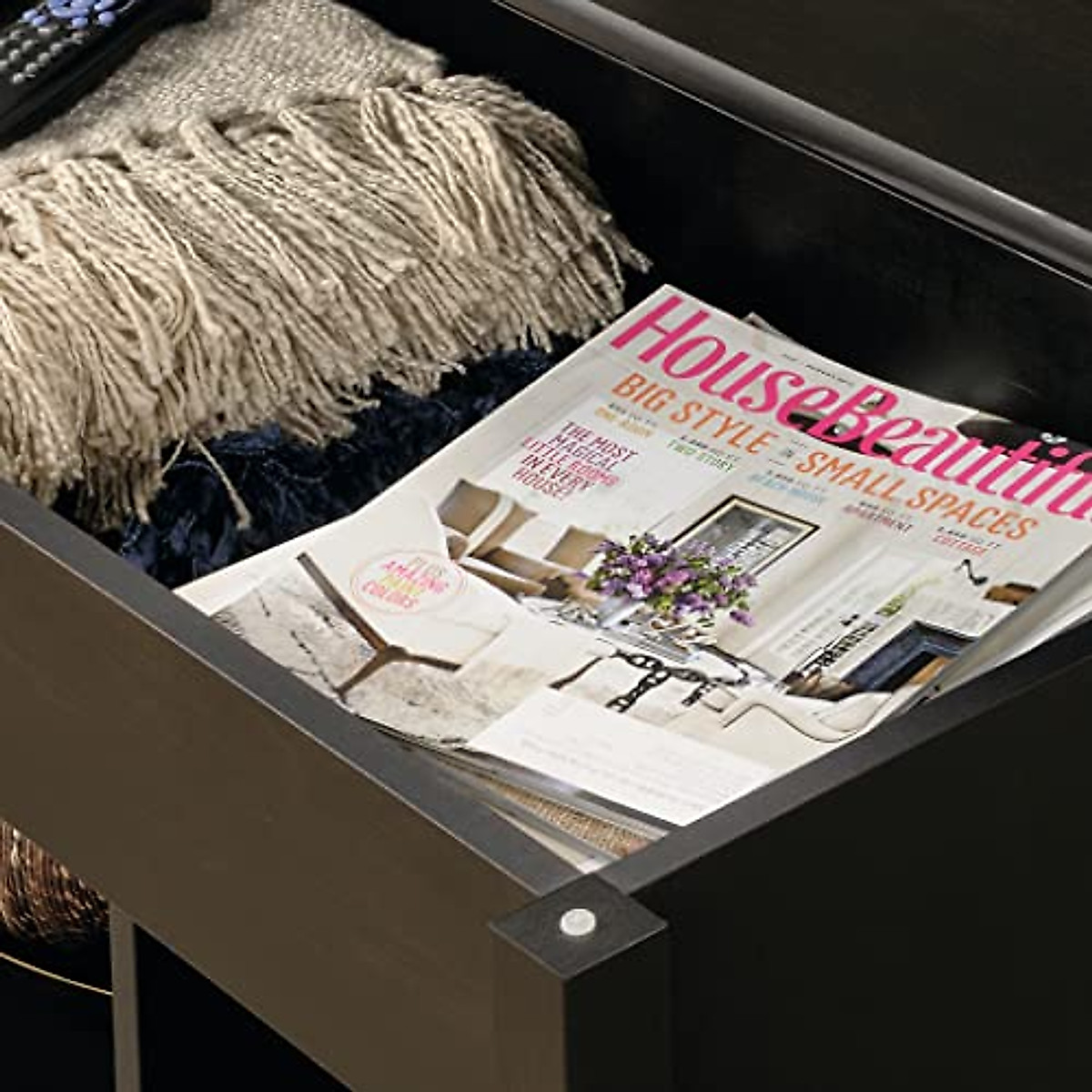 Sauder Edge Water Lift Top Coffee Table, Estate Black finish