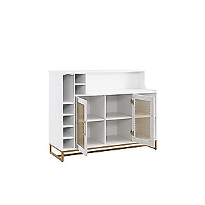 Home Source White Accent Bar Cabinet with Mesh Door