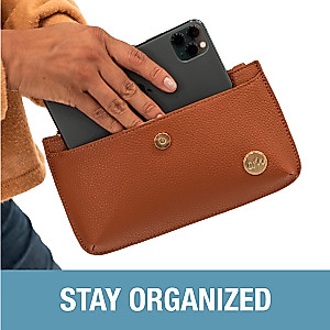 CleverMade Premium Zip Pouch Wallet Clutch with Multiple Storage Pockets and Wristlet Strap for Easy Carrying, Durable Vegan Leather Construction, Black