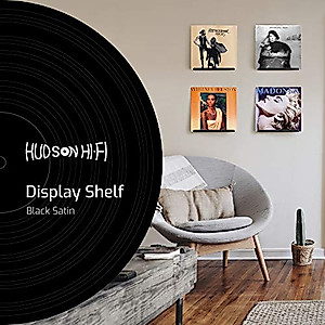 Hudson Hi-Fi Floating Vinyl Shelves - Vinyl Record Wall Shelves for Quick Access & Safekeeping - 4-Pack Black Satin Wall Shelves & Record Storage Wall - Minimalist Album Mount for Wall