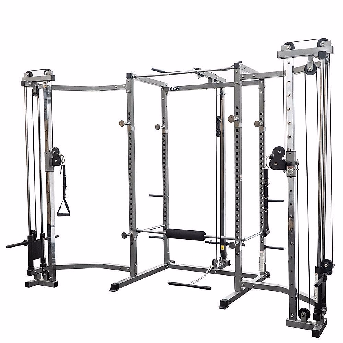 Valor Fitness Power Cage with LAT Pulldown & Cable Crossover Attachments - 2"x2" Frame - Full Body Workout - Plate Loaded Exercise Equipment Home Gym
