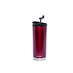 costablue Vacuum Insulated Stainless Steel Thermal Travel Mug - Keeps Drinks Cold or Hot for Hours - Leak-Proof, Dishwasher Safe Lid - 16 Ounces, Peach Cooper & Wine Purple Combo