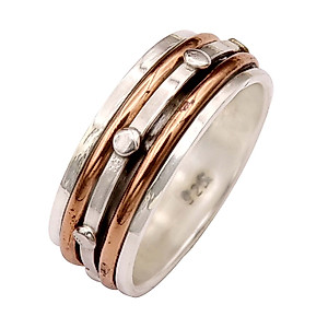 Solid 925 Sterling Silver Spinner Maditation Band Ring Women Gift Statement Handmade Jewelry Ring Goyal Jewels GESR0158 (US-16)
