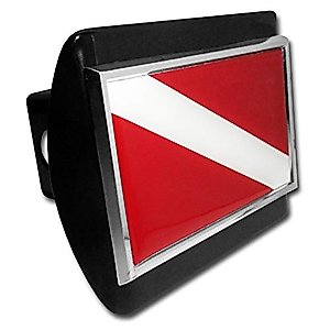 Scuba Dive Flag Black Metal Hitch Cover