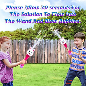 Light Up Bunny Easter Bubble Wand, 14 Inch Illuminating Blower with Thrilling LED & Sound Effect, Bubbles for Kids Ages 3 4 5 6 Bubble Toys, Easter Basket Stuffers for Toddler