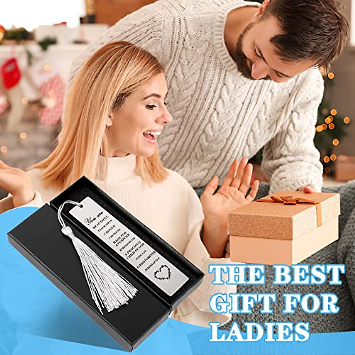 TIESOME Christian Bookmark Gifts for Women Inspirational Bible Verse Bookmark Two-Sided Straight Rulers Metal Bookmarks Book Lovers Birthday Christmas for Friend Bookworms Book Club Religious Gift