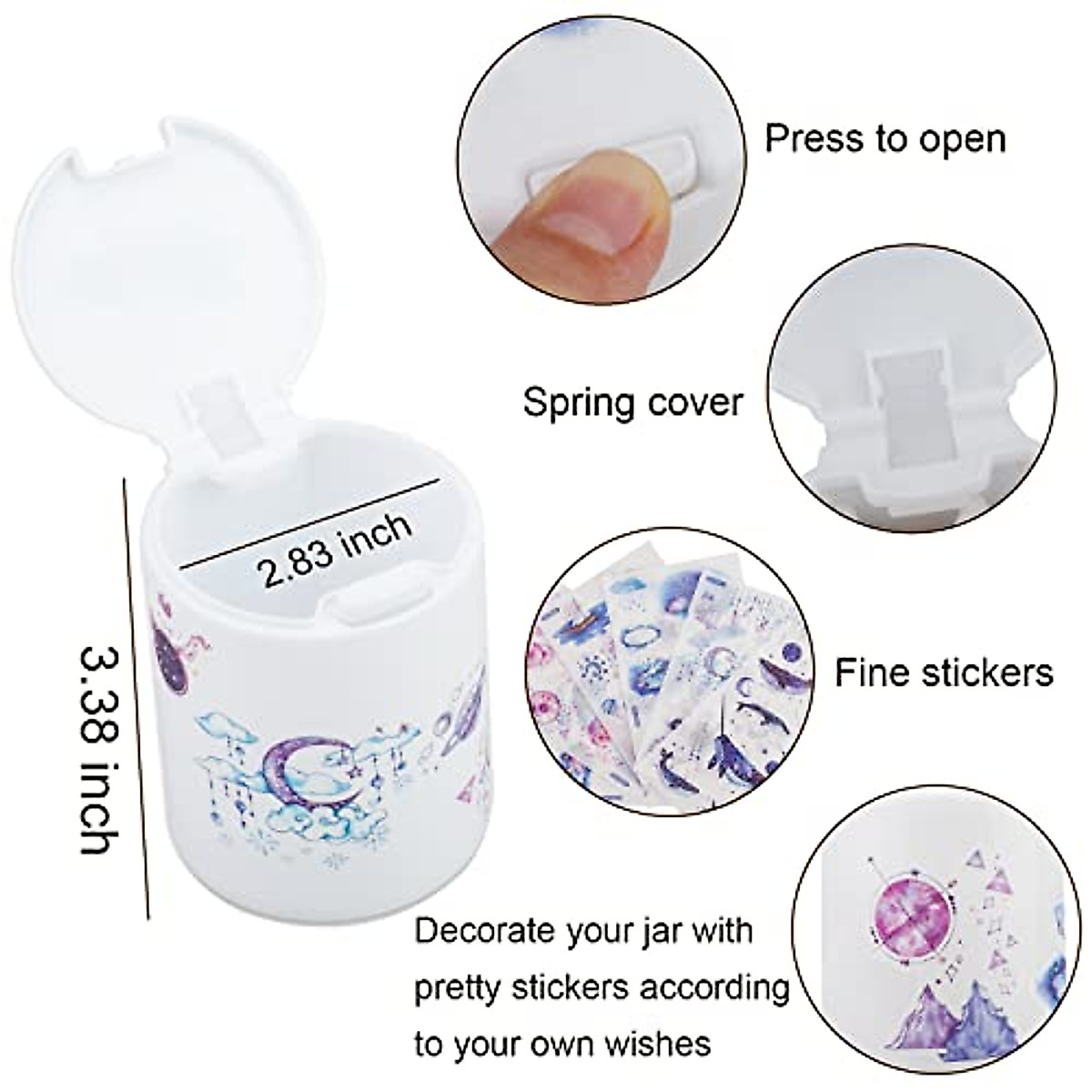 LYroo 2 Pack Qtip Holder Dispenser for Cotton Ball,Cotton Swab,Cotton Round Pads,Floss White Plastic q tip holder Jar with lids Set for Bathroom Bedroom Storage