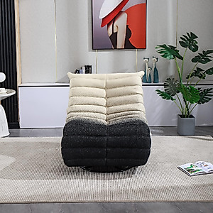 Wycian Chair Cushion Seat, Sofa Chair 1PC Swivel White Black Velvet Foam 33.50" L 38.60" W 35.80" H for Living Room Bedroom Dining Rooms Garden