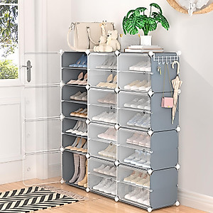 Portable Shoe Rack Organizer with Covers 48-Pair Shoe Storage Cabinet with Doors Stackable Shoes Rack Shoe Organizer for Closet Entryway FreeStanding Closed Shoe Rack Shoe Storage Shelf Cabinet