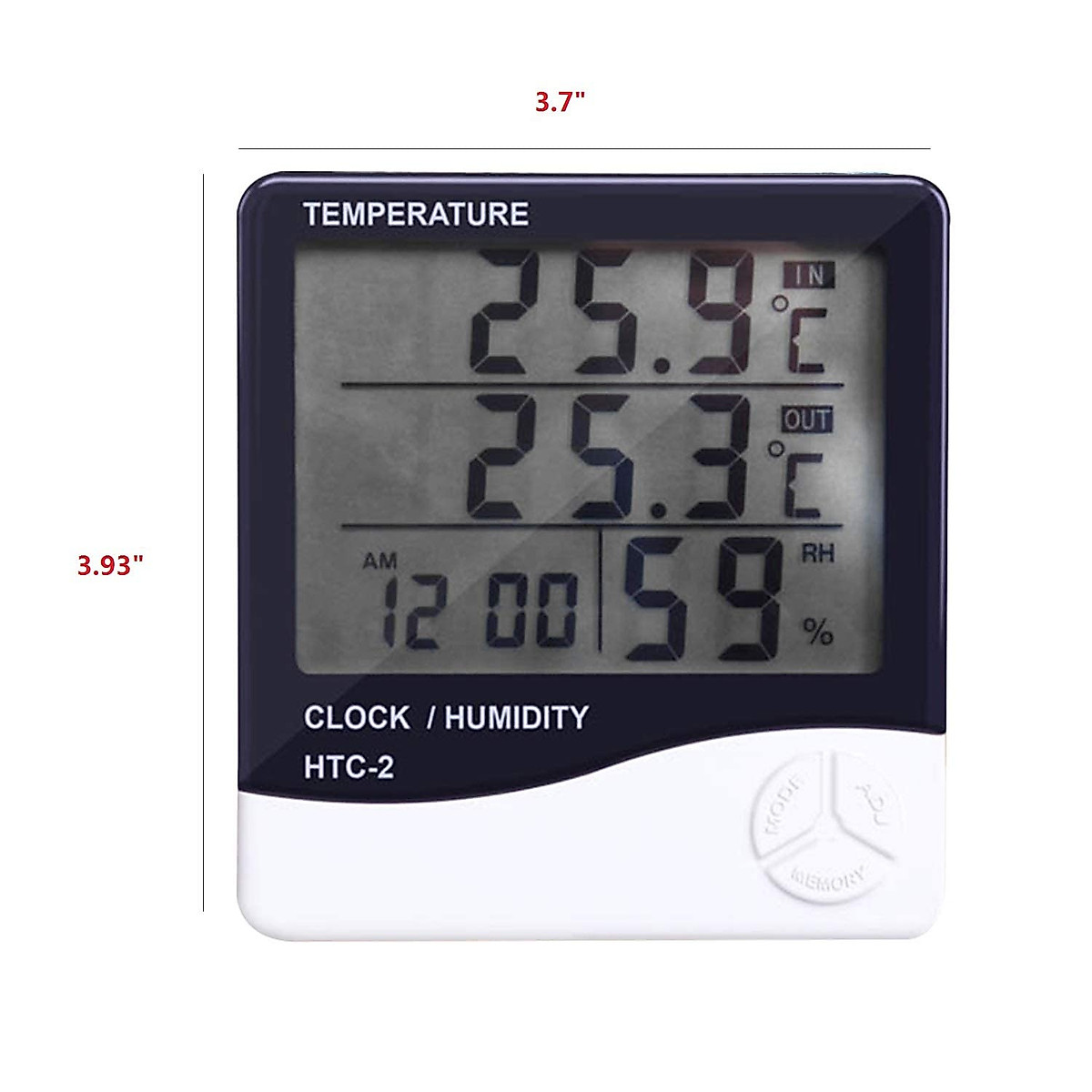 YCDC Digital LCD Temperature Humidity Hygrometer 1.5m Probe Cord, HTC-2 Big Display, More Accurate, Greenhouse Room Indoor Thermometer Monitor,Clock Beep, Fish Tank Temperature Controlling