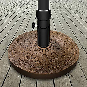 Pure Garden 50-LG1210 Outdoor Umbrella Base – Heavy-Duty Resin and Cement 34LB Weighted Patio Shade Stand for Deck, Backyard, or Poolside Use (Bronze), 1.5"-1.8"