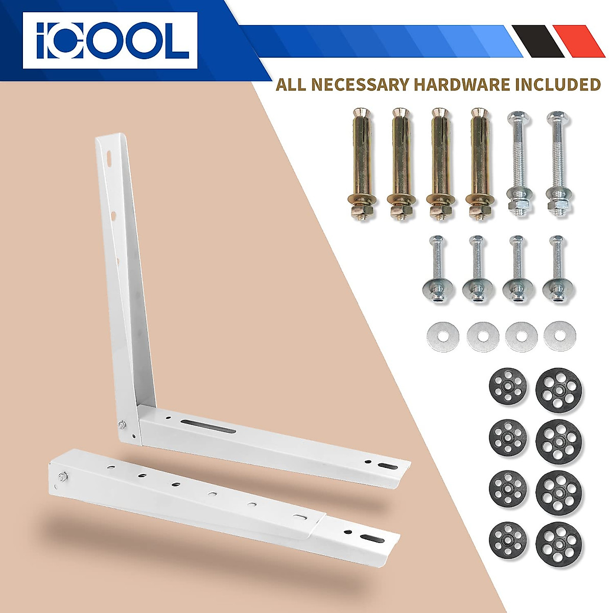 ICOOL Mini Split Wall Mounting Bracket (22" L x 19" H) for 9,000-36,000 BTU Universal Ductless Air Conditioners Heat Pumps Compressors, Outdoor Heavy Duty Foldable Condenser Bracket