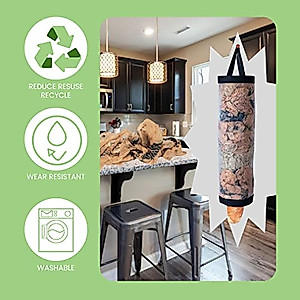 Kitchen Grocery Plastic Bag Holder and Dispenser, Waterproof Washable Wall Mount Folding Mesh Storage Bag 2 Pack Black, Recycling Grocery Pocket Containers