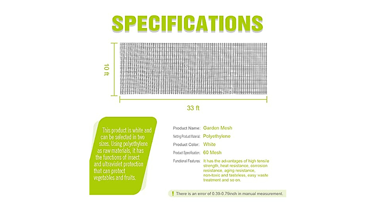 Secure Your Garden with Ultra-Fine Mesh Netting 10x33Ft