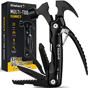 Hinshark Gifts for Men, Hammer Multitool Camping Accessories Cool Gadgets Tools for Men, Birthday Gifts for Him, Men, Dad, Boyfriend, Husband, Grandpa, Fathers Day Gift from Daughter