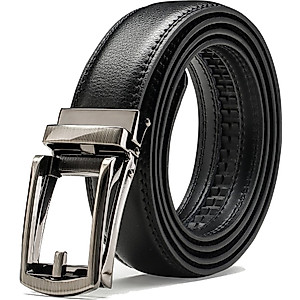 Chemstar Men's Comfort Genuine Leather Belt with One Click Buckle, Fit for 27-46"
