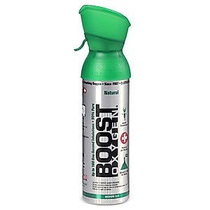 Boost Oxygen 5 Liter Natural Pure Canned Supplemental Oxygen Bottle with Built in Mouthpiece for High Altitudes and Recovery, Natural Flavor (3 Pack), Flavorless, 3.0 Count