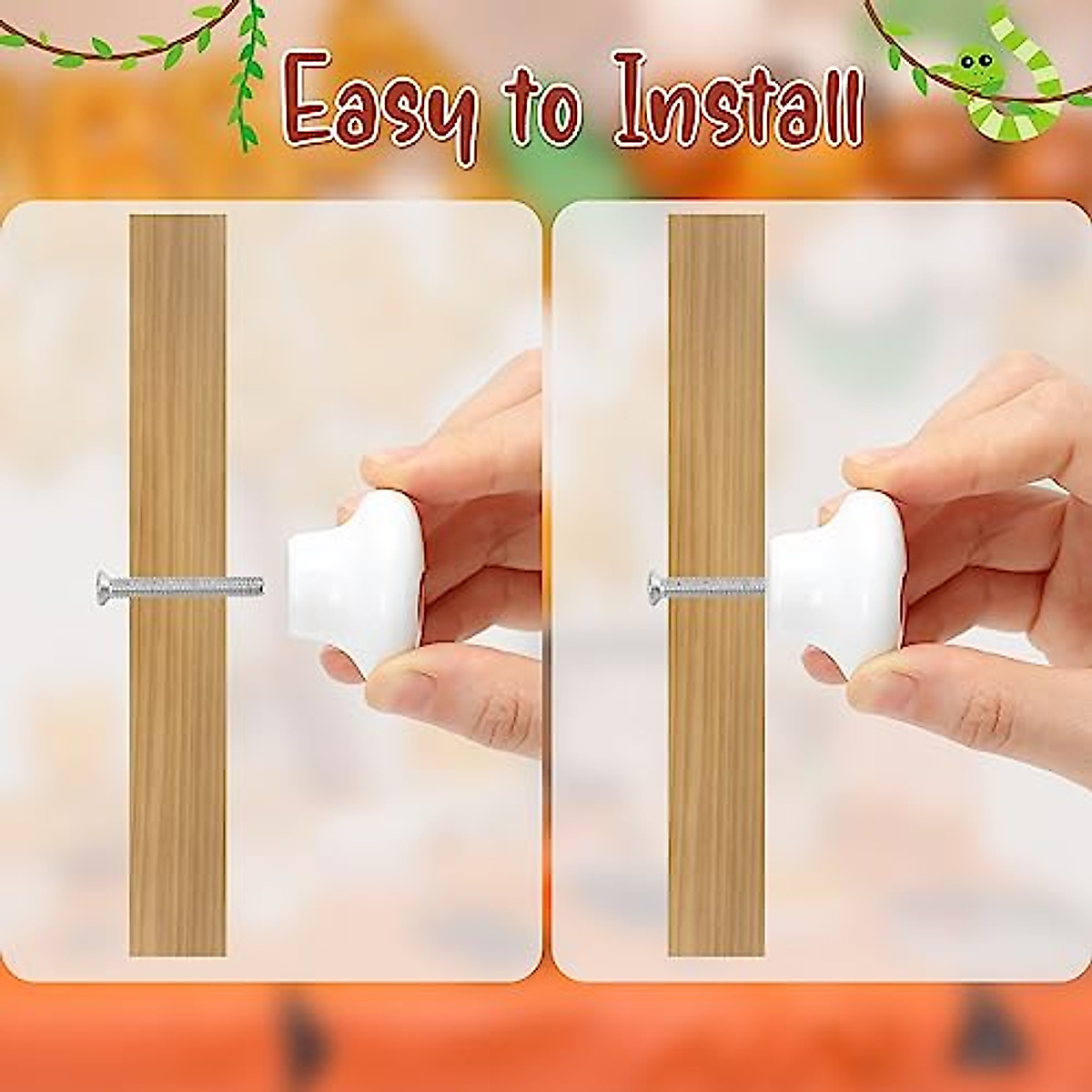 Tuitessine 12 Pack Assorted Safari Animals Drawer Knobs Funny Round Ceramic Dresser Knobs Cabinet Closet Cupboard Pulls Cute Wardrobe Handles Jungle Decor for Nursery Kitchen Bathroom Bedroom