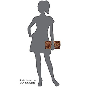 JNB Faux Suede Leopard Print Clutch, Tan