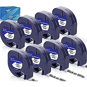 Weemay Compatible LT Paper Label Tape Replacement for Dymo Letratag Refills White Tape 12mm x 4m 91330 10697 (S0721510) Self Adhesive Paper Tape for LetraTag LT-100T LT-100H Label Machine, 8 Pack