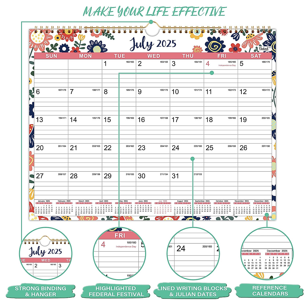 2025-2026 Calendar - July 2025-December 2026 Wall Calendar, 18 Monthly Calendar 2025-2026, Perfect for School, Office & Home Planning, 14.75" x 11.5"