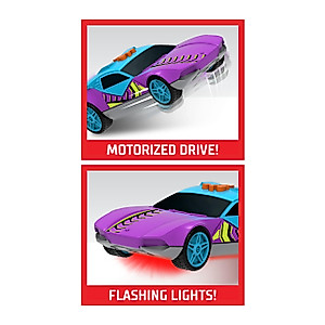 Just Play Hot Wheels Pop Racers Car La Fasta Toy Vehicle, 7-Inch Purple Motorized Toy Car, Lights, Sounds, Pops Wheelies, Kids Toys for Ages 3 Up