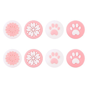 BENBO 8PCS Thumb Grip Caps, Cat Claw Design and Analog Sakura Grips Joystick Caps for Nintendo Switch & Switch Lite, Silicone Cover for Joy-Con Controller