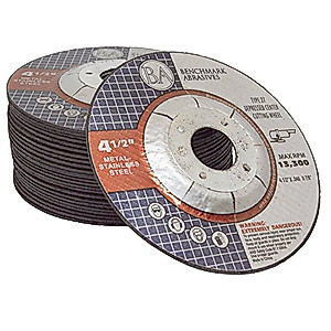Benchmark Abrasives 4-1/2" Aluminum Oxide Depressed Center Thin Cut Off Wheel .040" Thick 7/8"Arbor, Metal Cutting Grinding Wheel, Angle Grinding Cutting Wheel - 50 Pack