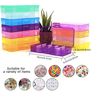 Nsmykhg Plastic Storage Box,12 Pack 10 Grids Small Plastic Storage Box Case Container Snackle Box Mini Tackle Box Container Jewelry Organizer for Beads, Tackle Box, Fishing Hooks, Bobs, Buttons