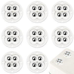 Mini Caster Wheels 8 Pcs, NOVWANG Appliance Rollers Stainless Steel Quadruple Bead Self Adhesive Caster Wheels Sturdy Sticky Swivel Pulleys Universal Wheels for Kitchen, Box, Small Appliance Slider