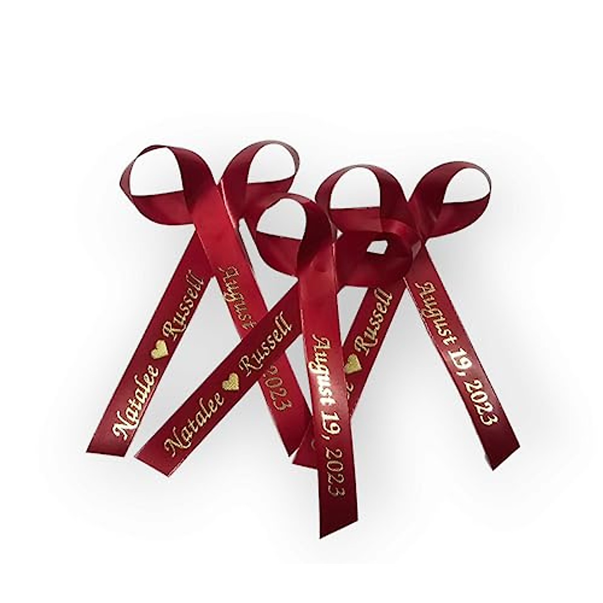 Personalized Ribbons for Bridal Shower Wedding Party Favors or Baby Showers - Custom Made Cut Ribbon 50 100 Assembled Bows Safety Pins