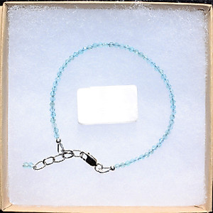 Zenergy Gems Adjustable 6.5" to 7.5" Micro-Faceted 2.8mm Blue Apatite Bracelet Sterling Silver (Selenite Charged) Reiki