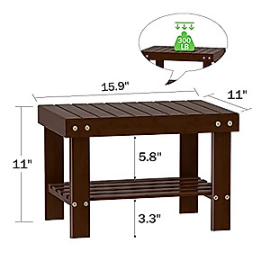 Zhuoyue Wooden Step Stool for Kids Adults Walnut Small Bamboo Wood Shower Foot Rest Stool Shaving Legs for Bathroom Sink Bed Kitchen